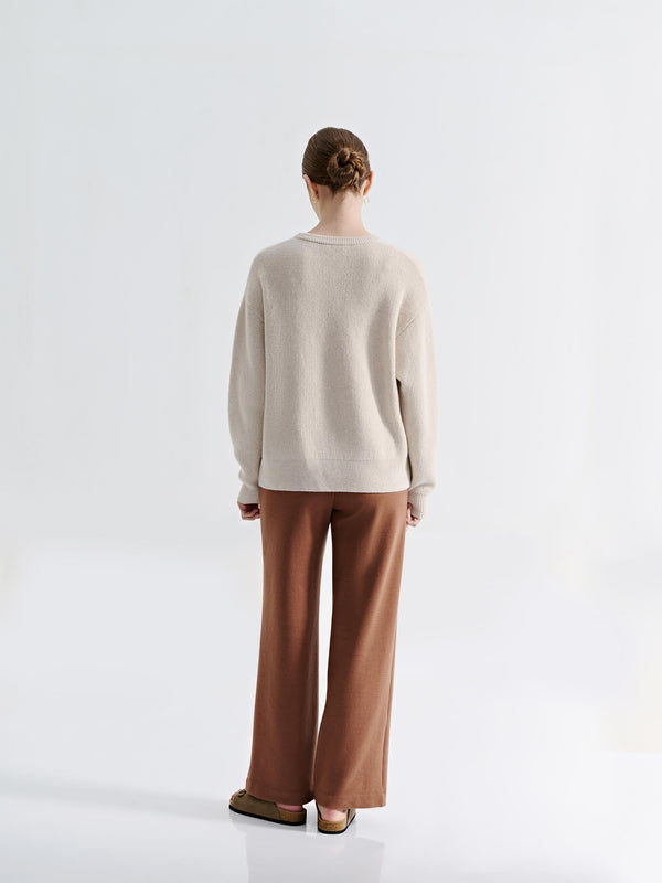 Designer Leni Wool Wide Leg Pants in Rust | IDA+S